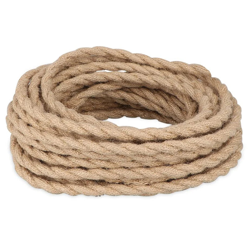3M 5M 10M Twisted Hemp Rope Electrical Wire – Vintage Edison Style Cop ...